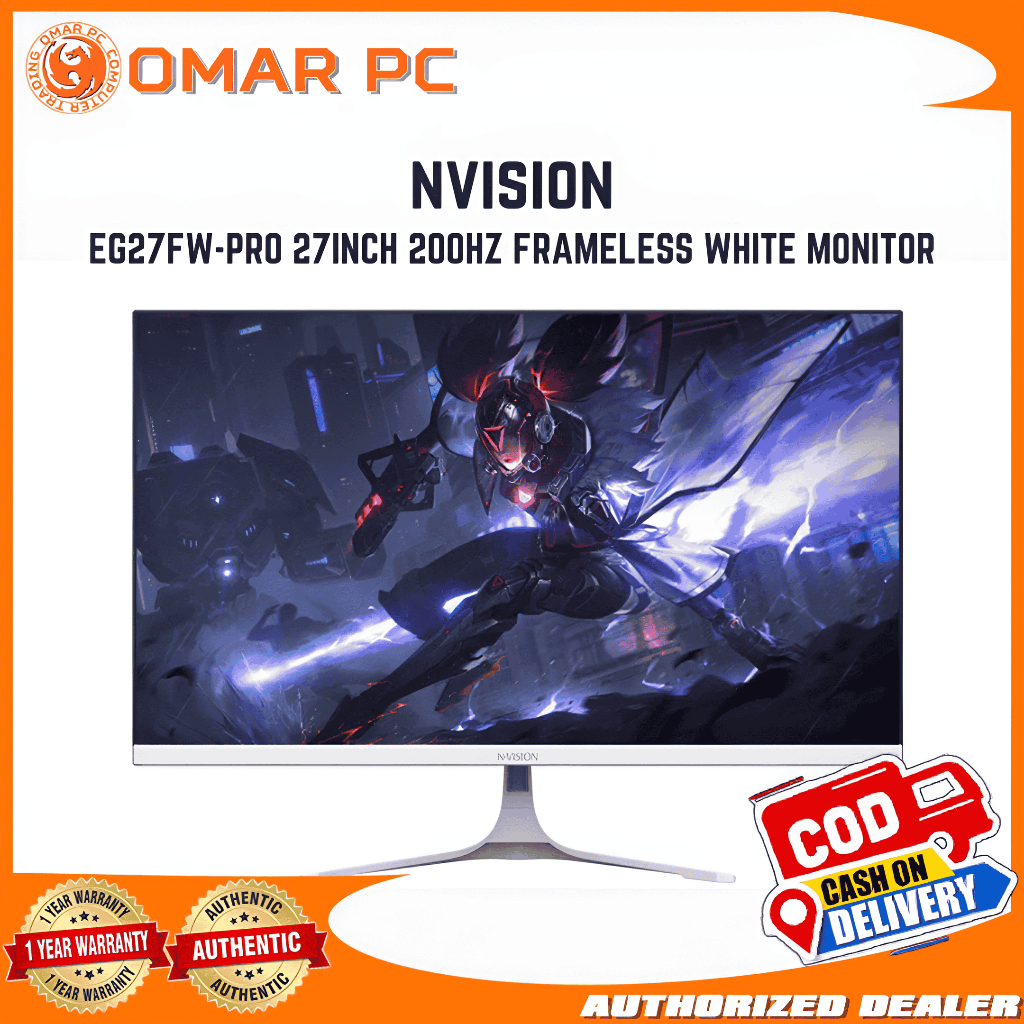 NVISION EG27FW-PRO 27INCH 200HZ FRAMELESS WHITE MONITOR | Shopee ...