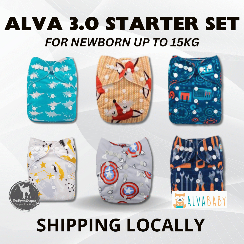 ⭐️ PROMO ⭐️ ALVA BABY 3.0 STARTER SET Cloth Diaper (6-piece set ...
