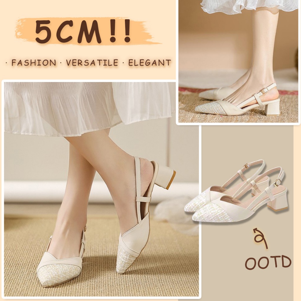 Pointed Toe Block Heel Sandals For Women Fashion Office Work Chunky ...