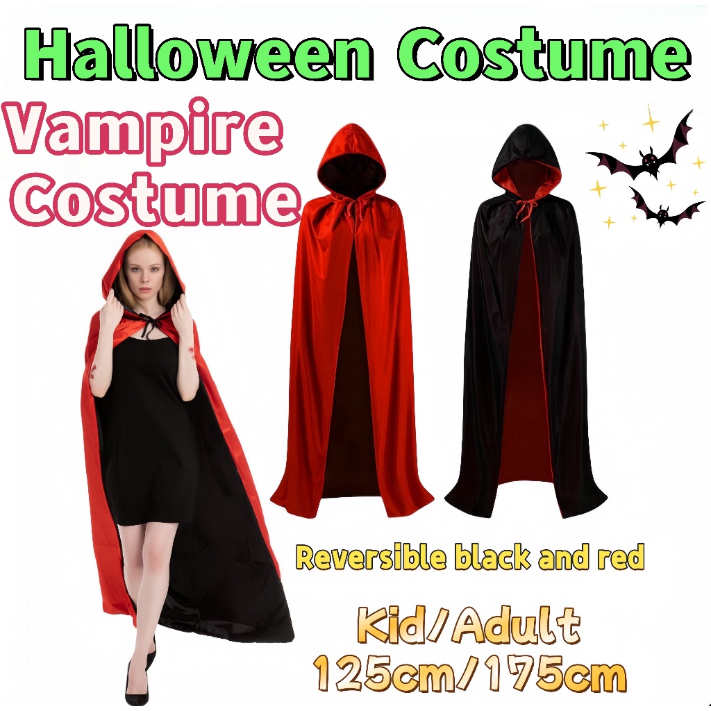 Halloween cloak Halloween cosplay double-sided hooded cloak long cape ...