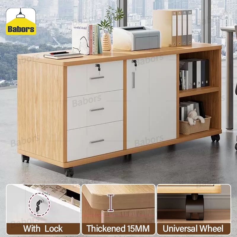 Office File Cabinet with Lock Wooden Locker Data Storage Cabinet Drawer ...