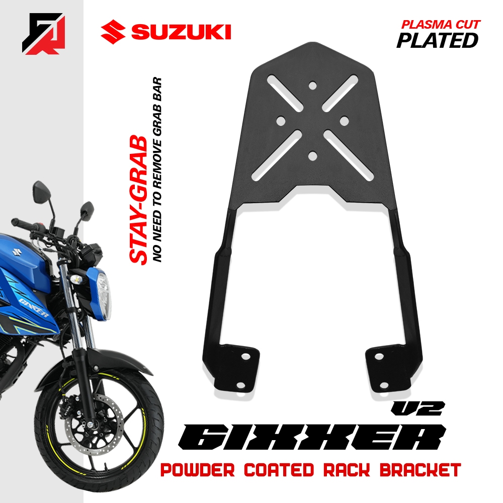 SUZUKI GIXXER V2 STAY GRAB/TOPBOX BRACKET/POWERRACK/BLLACK POWDER ...