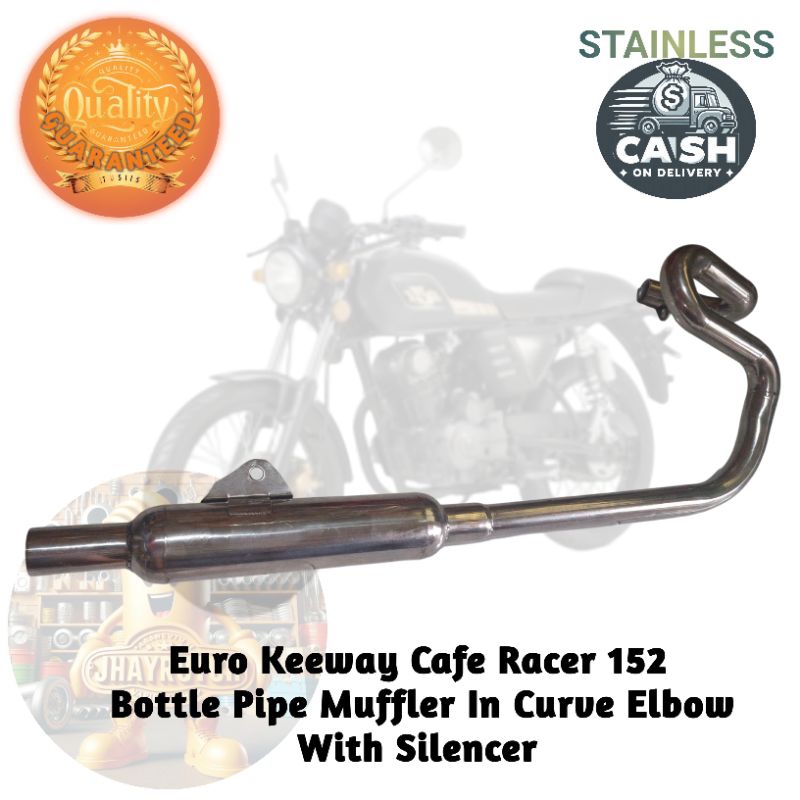 Euro Keeway Cafe Racer 152 Bottle Pipe Muffler In Curve Elbow With ...