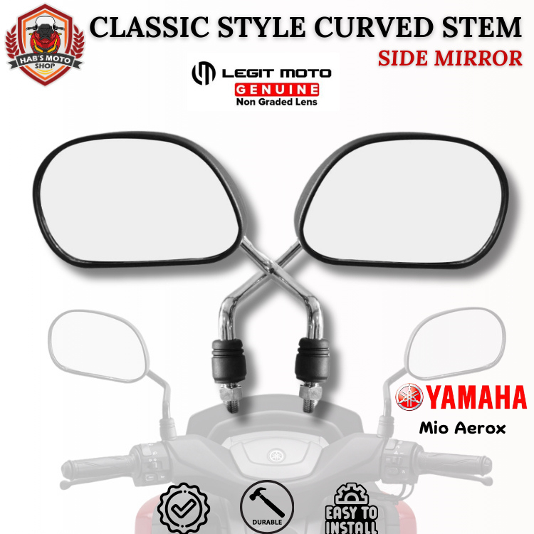 YAMAHA Mio Aerox LEGITMOTO Classic Style Chrome/Black Curved Stem Non ...