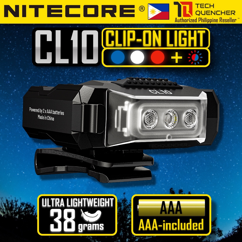 Nitecore CL10 Clip-on Flashlight - Multipurpose - Lightweight 28grams ...