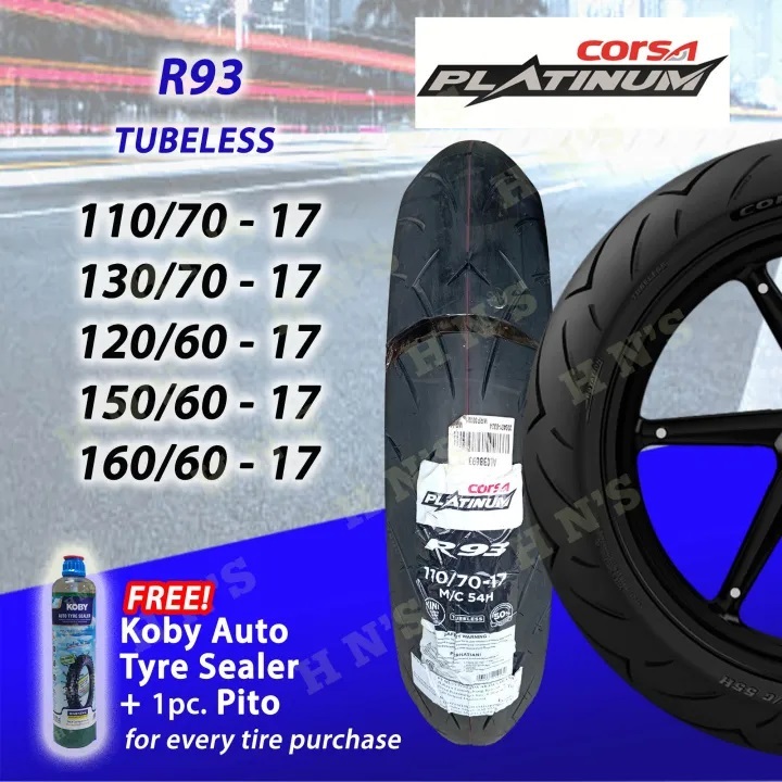 CORSA R93 Platinum RIM17 Tubeless Tires 110/70-17,120/60-17,130/70 ...