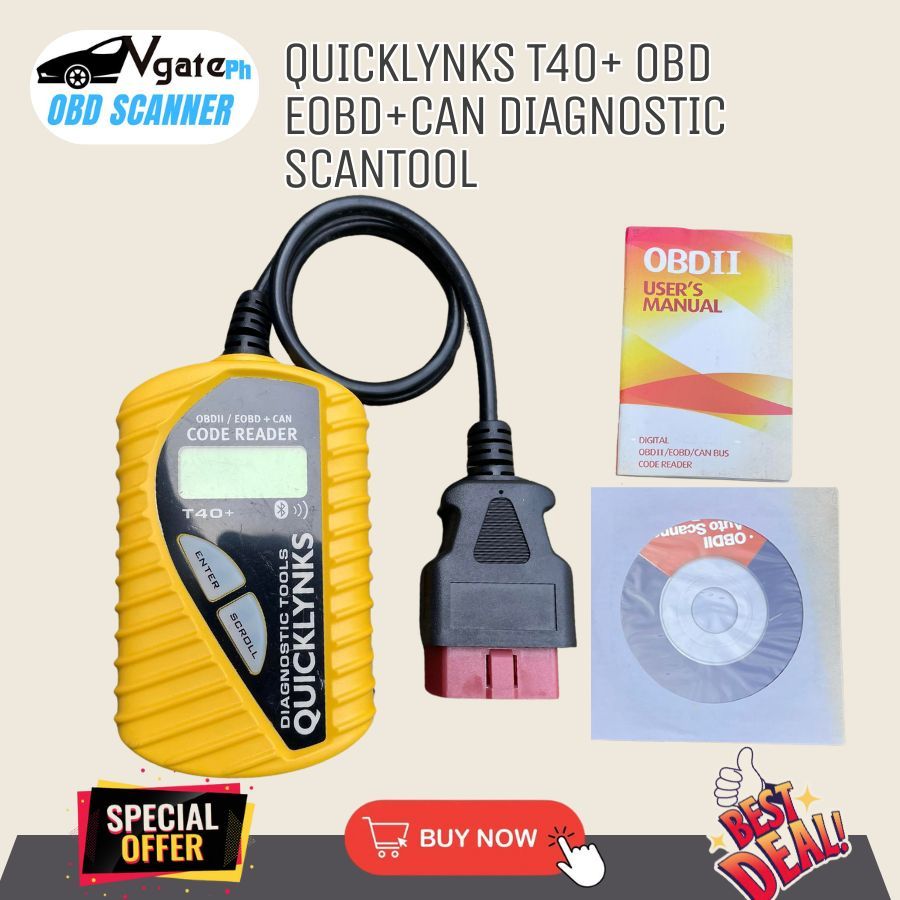 Quicklynks T40+ OBD EOBD+CAN DIAGNOSTIC SCANTOOL | Shopee Philippines
