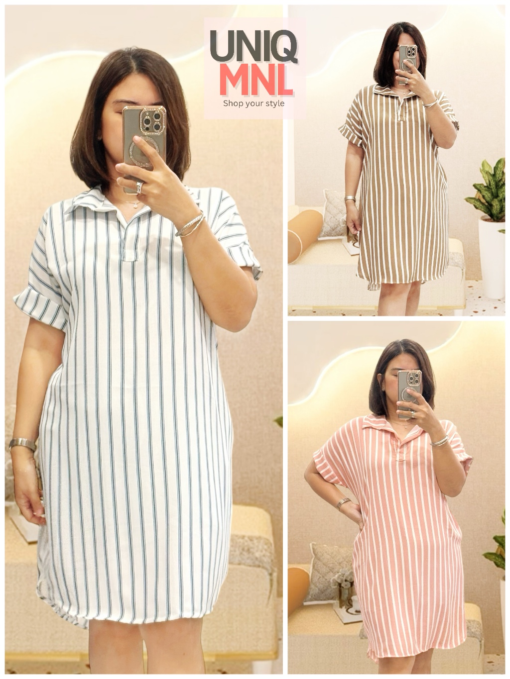 UNIQ.MNL Audrey Stripes Casual Polo Dress for Women | Shopee Philippines