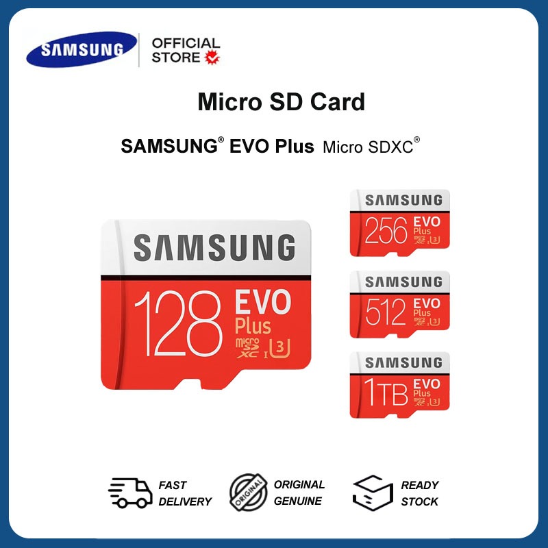 Samsung Micro SD Card Evo Plus128GB/256GB/512GB/1TB Class 10 UHS-I U3 ...