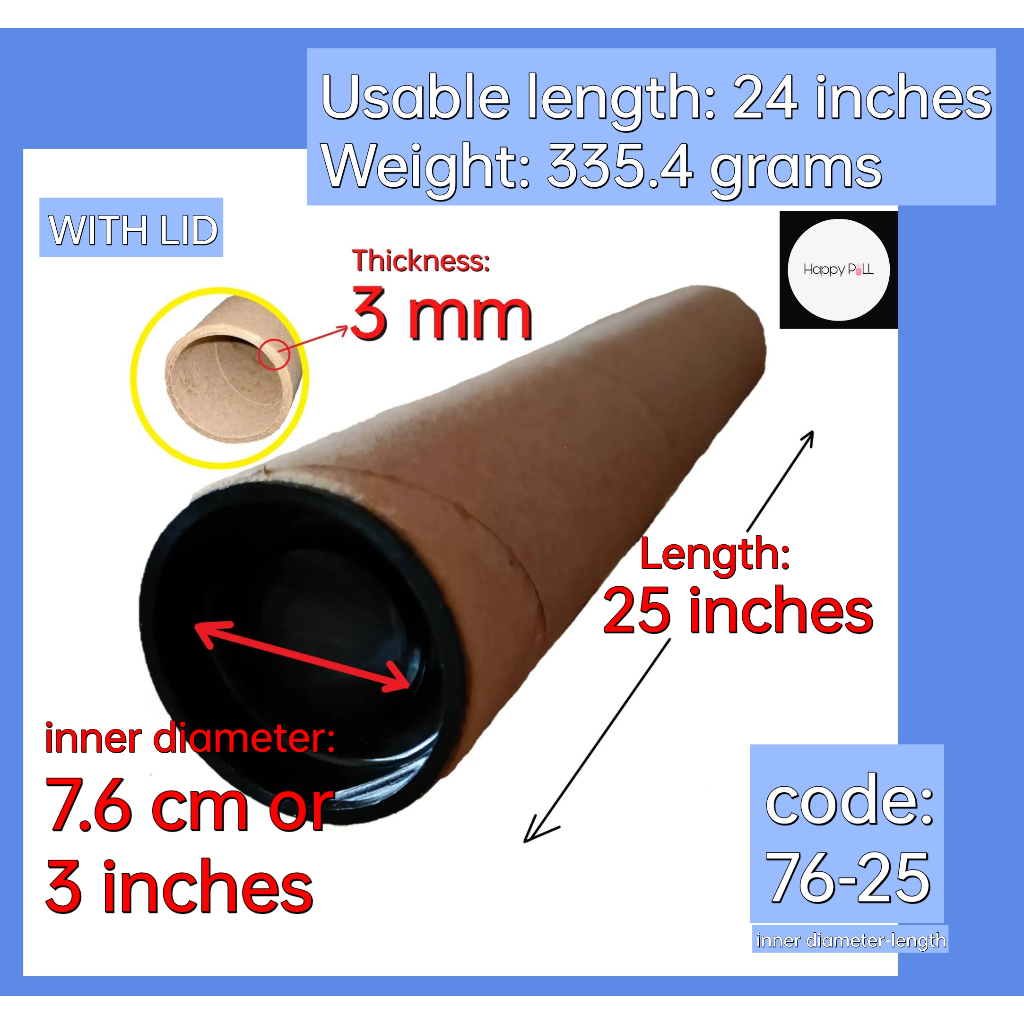 76-25, 25 inch (L) 3 inch (inner diameter), poster tube/kraft/paper ...