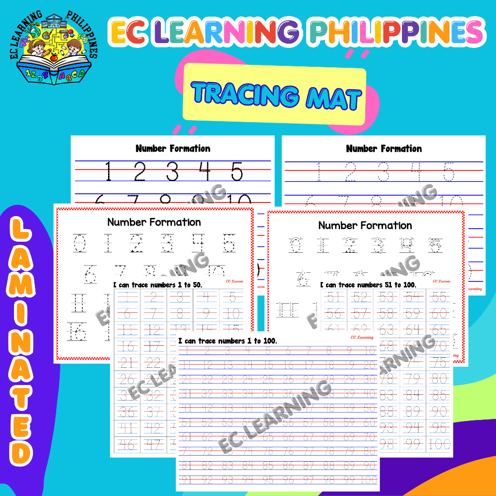 NUMBER Tracing Laminated Activity Write and Wipe (REUSABLE) EC LEARNING ...