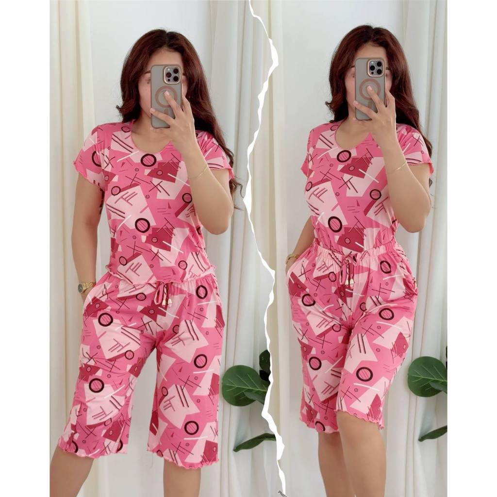 Printed AZT Lettuce Blouse and Tokong Terno Womenswear with 2 Side Pocket fit up XL | Cotton ...