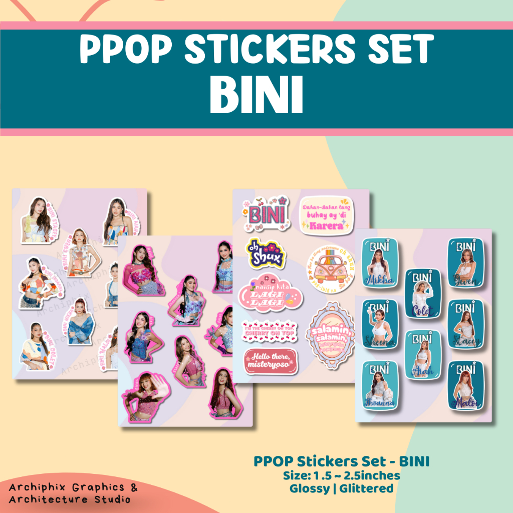 BINI PPOP Biniverse Glossy Vinyl Stickers Set by Archiphix | Shopee ...