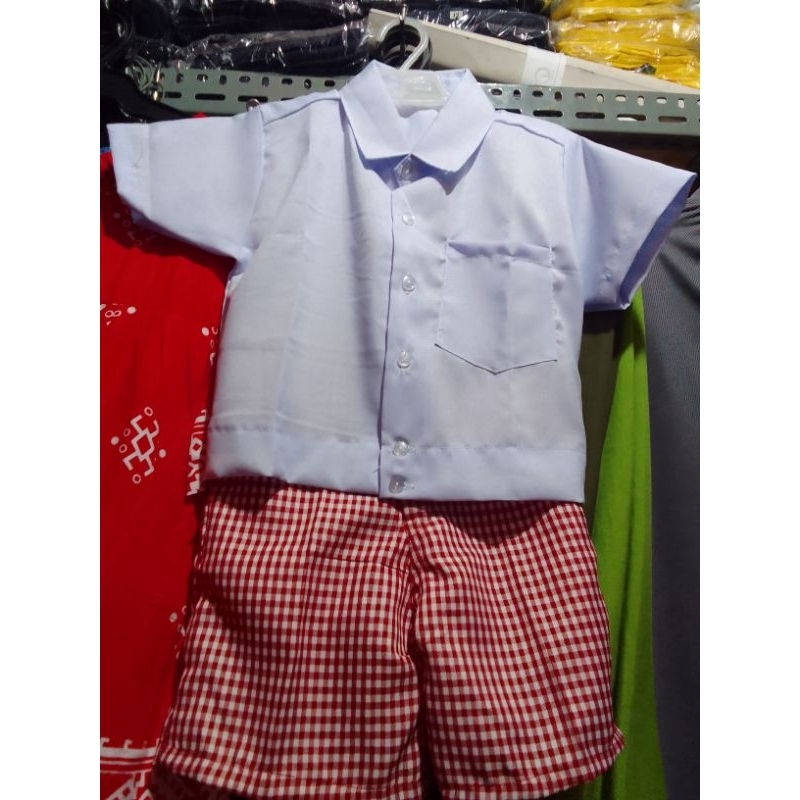 School uniform/Kinder and daycare/Terno short checkered RED and polo ...