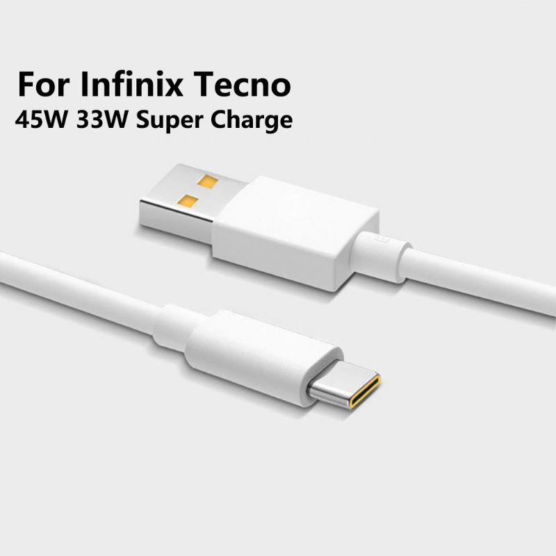 For Infinix Tecno 5A 45W 33W Super Charge USB Type C Cable Fast Charger ...