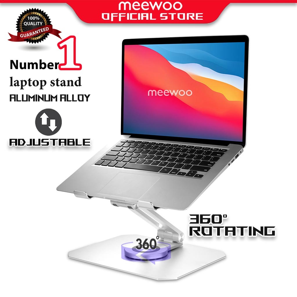 Meewoo Laptop Stand 360 Rotating Base Solid Aluminum Alloy Height ...