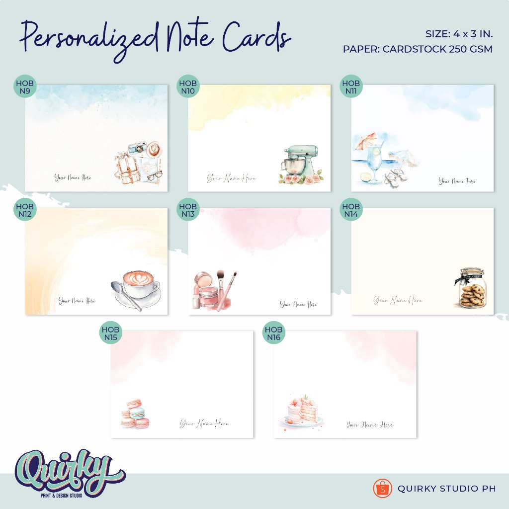 Personalized 4x3 Note Cards OR Mini Cards - All Occasion Cards SET 3 ...