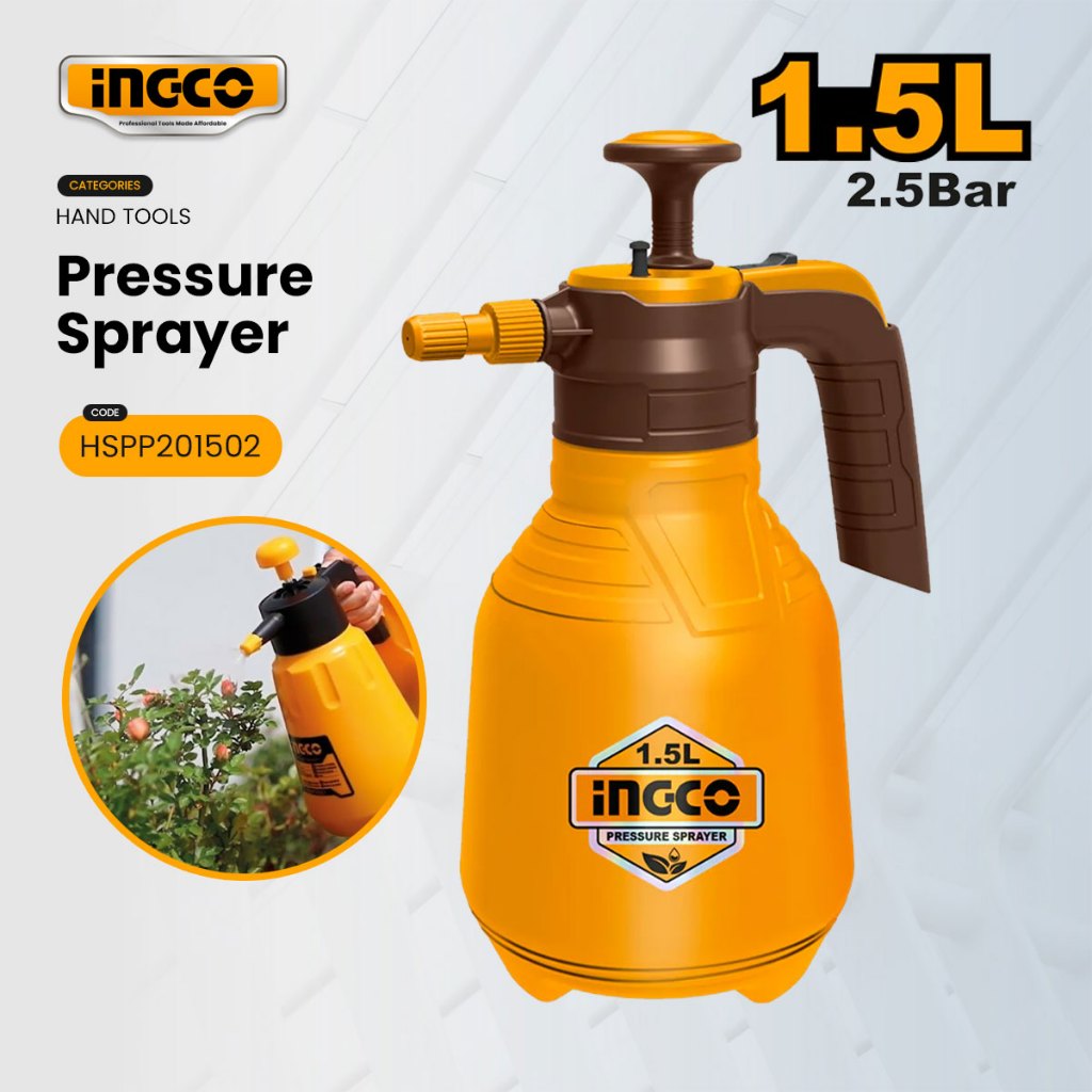 Ingco 1.5L Manual Hand Pump Pressure Sprayer Adjustable Nozzle Garden ...