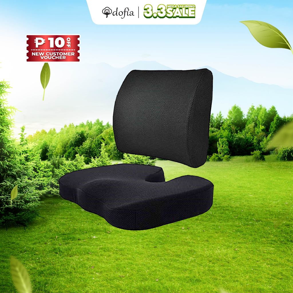 Dofia Thick Set Memory Foam Seat Cushion&Lumbar Breathable Relieve Back ...