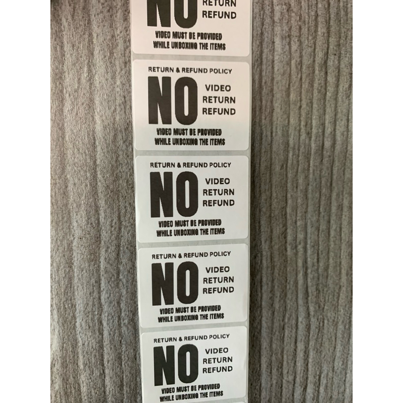 No Video No Refund Sticker Water Proof 50 pcs | 100pcs | 400pcs ...