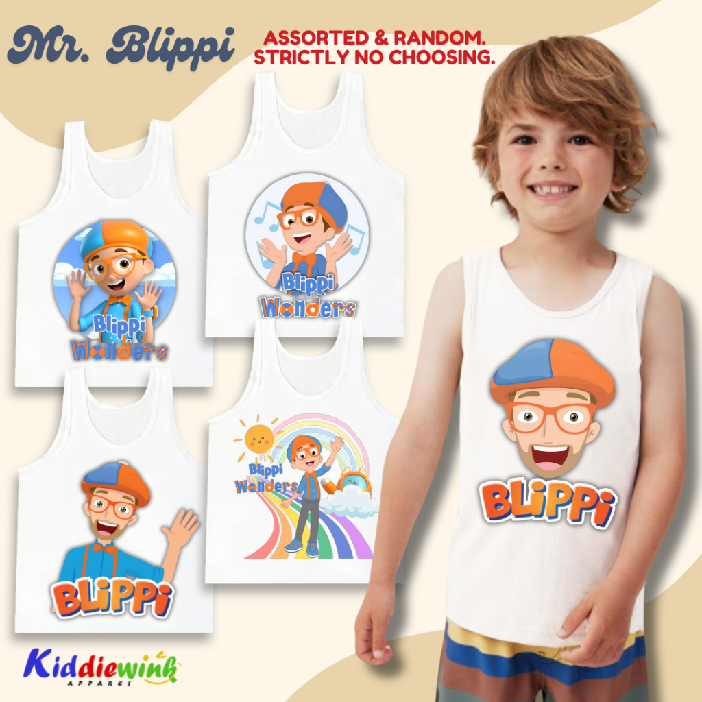 Mr. Blippi Kids Sando Top for Boys 0-10 Yrs Old Cute Cartoon Fashion ...