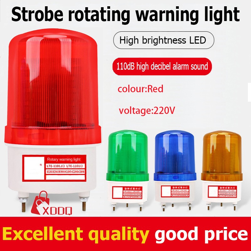 220V LED Alarm Light Warning Lamp Signal Buzzer Rotary Strobe Flash ...