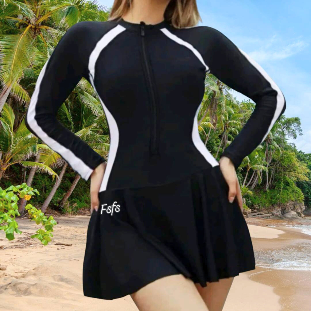 Rash guard Skirt with Zipper and Inner Short Combi Beach Pool Swimming ...