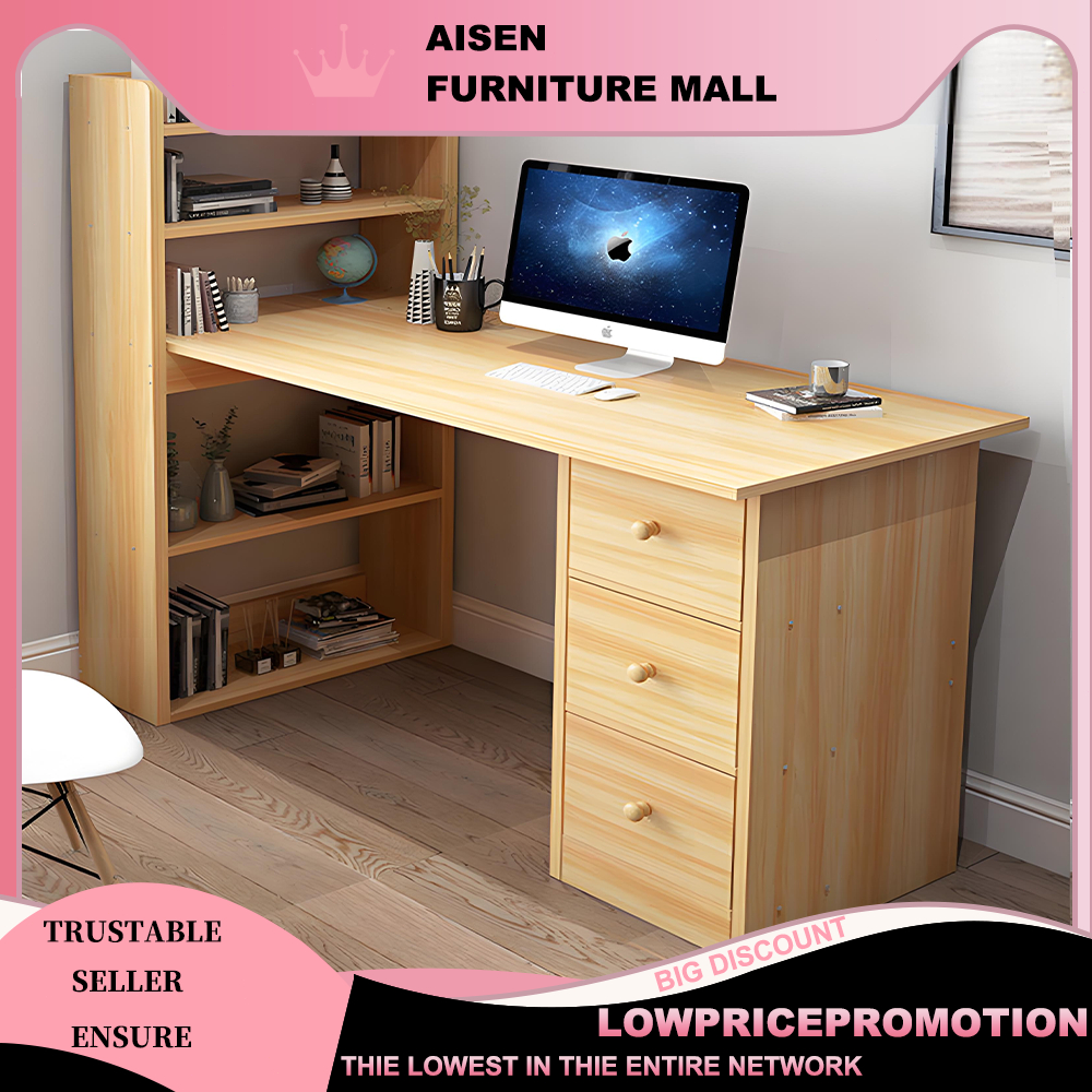 AISEN Household Simple Bedroom Bookcase Desk Computer Desk Writing Desk ...