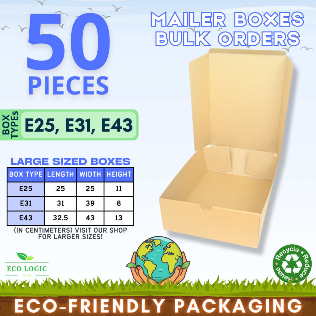 ⭐ 50pcs LARGE MAILER BOXES (E25, E31, E43), Packaging Corrugated Box ...