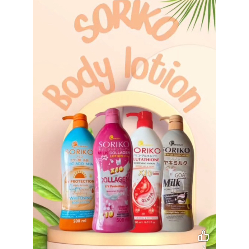ORIGINAL SORIKO MILK COLLAGEN X10 WHITENING LOTION & KOJIC ACID AHA UV ...