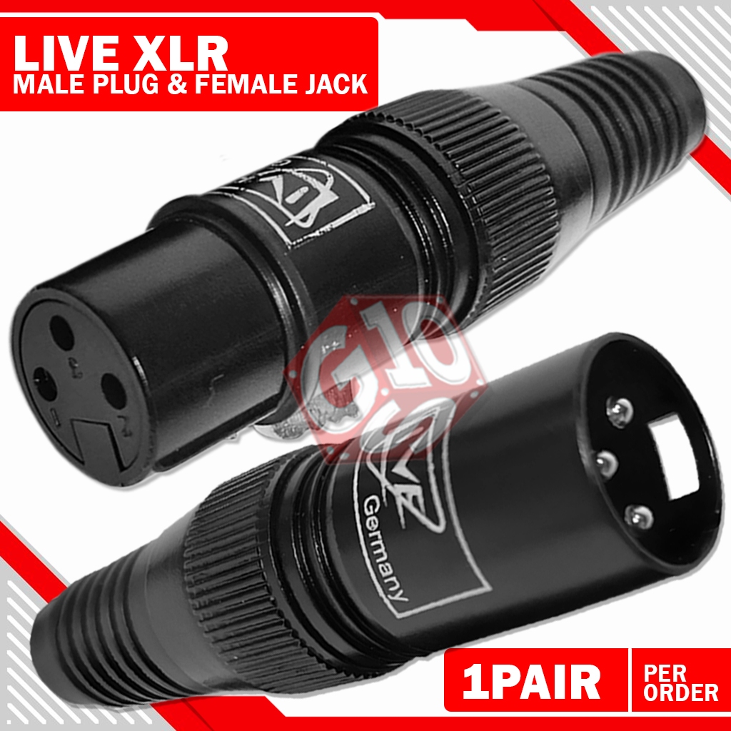 GS10 LIVE XLR 3-Pin Female and XLR Male Microphone Cable Connector Heavy Duty (SET) | Shopee ...