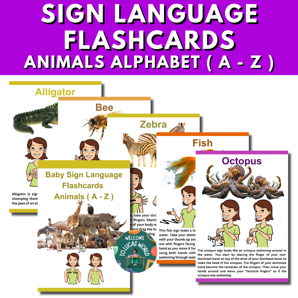 ASL ANIMALS SIGN LANGUAGE FLASHCARDS ASL , ALPHABET AMERICAN SIGN ...