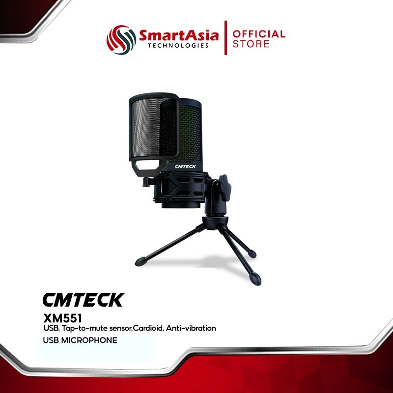 CMTECK XM551 USB Microphone (USB, Tap-to-mute sensor,Cardioid, Anti ...