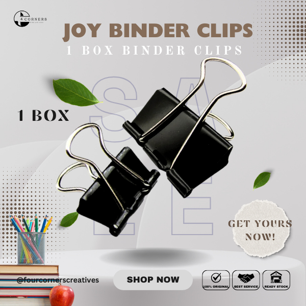 JOY Black Binder Clips - Strong Paper Clamps for Office, School & Home ...