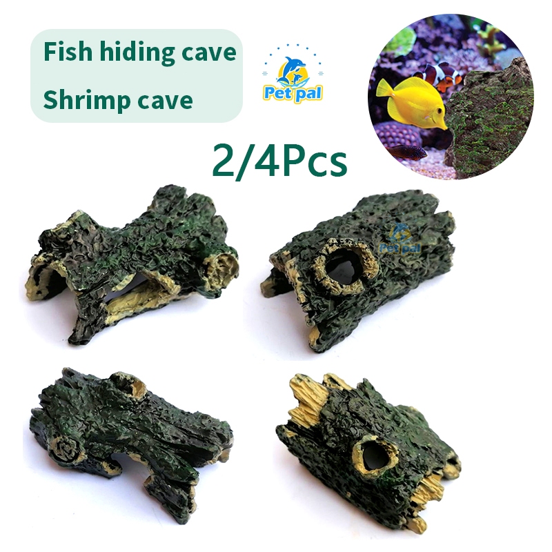 Aquarium decor fish shrimp hide house Resin tree bark Fish hiding cave ...