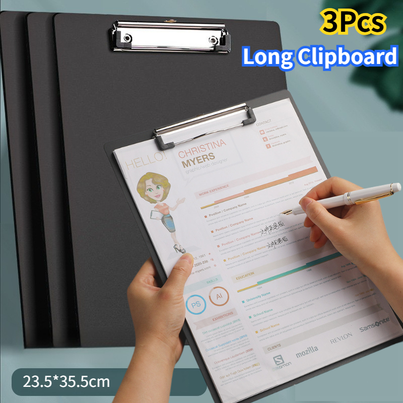 3pcs Long Clipboard Thickened Clip Board Student Writing Pad File ...