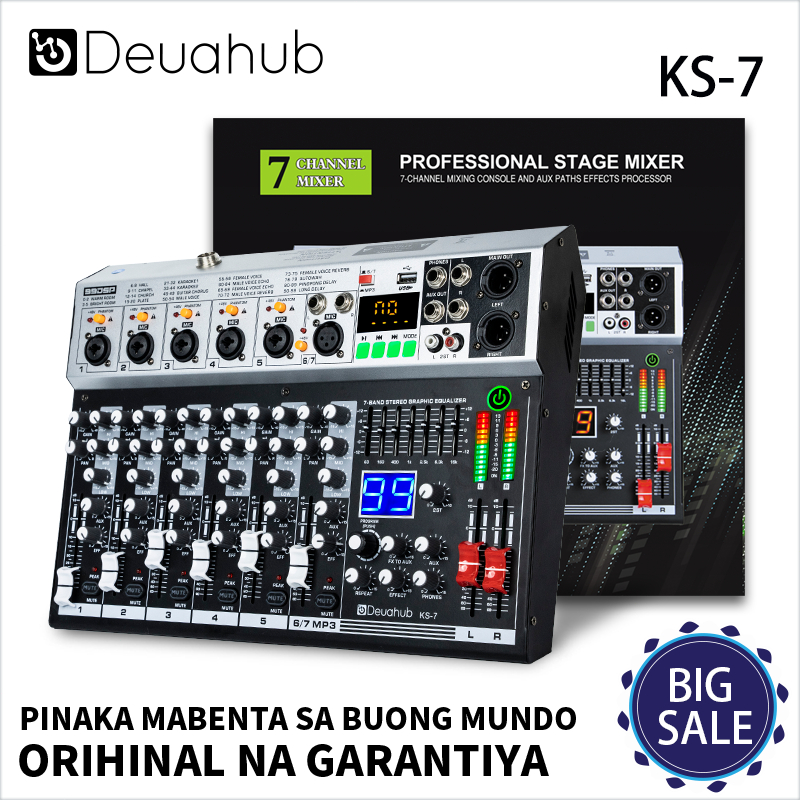 Deuahub KS-7 Professional Audio Mixer 7 channel mixer built-in EQ ...