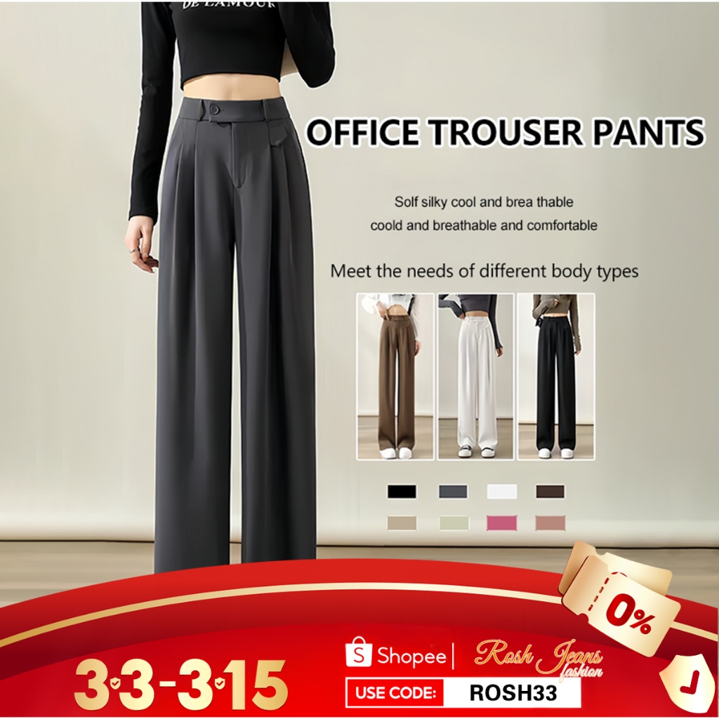 Rosh_Jeans Trouser for woman Trousers Straight Cut Wide Leg pants high ...