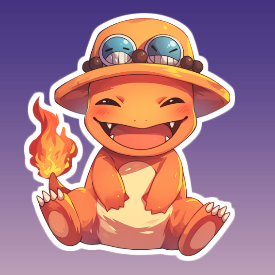 Charmander Ace Vynil Sticker Waterproof for Motors, Tumbler, Flask ...