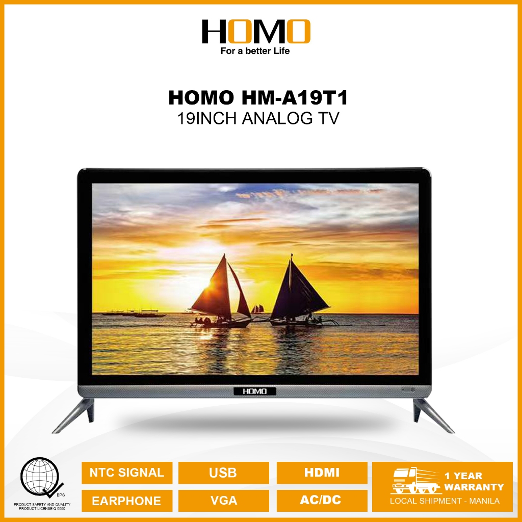 HOMO 19" Analog TV | Model: HM-A19T1 | LCD/LED | Shopee Philippines