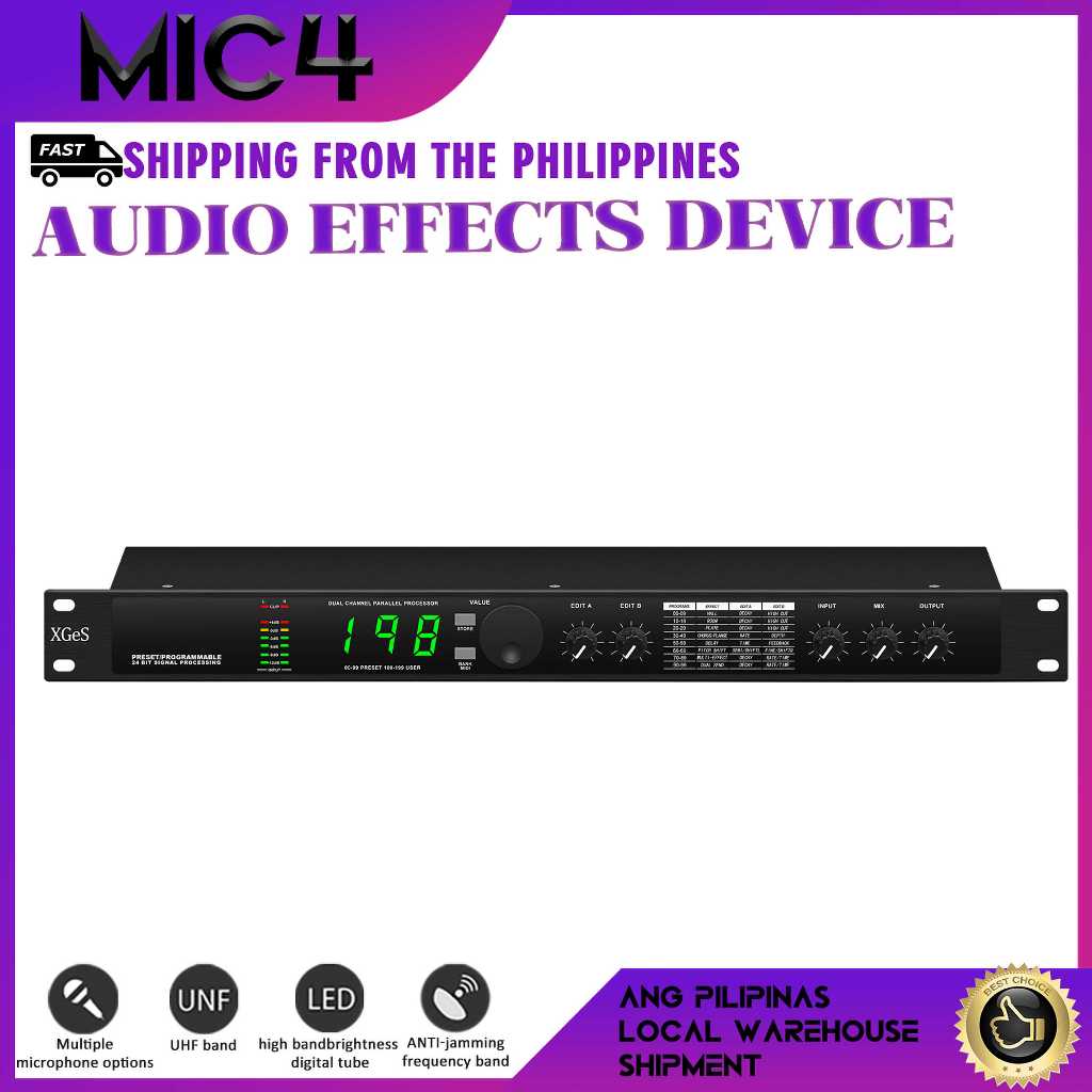 MIC4 Digital Effects Device and Multi-Effects Processor Audio processor ...