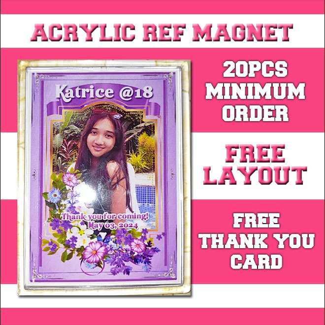 Debut Purple Theme Personalized Ref Magnet Souvenir Giveaways 18th ...