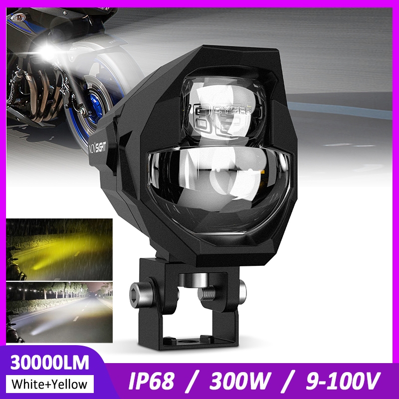 Novsight 300W Mini Motorcycle Driving Light IP68 9-100V White+Yellow ...