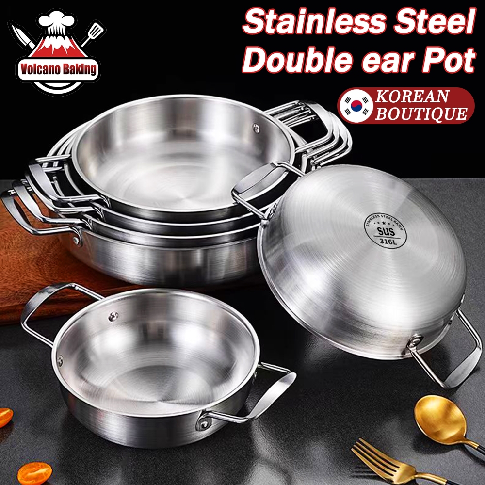 Korean Stainless Steel Silver Cooking Pots Seafood Pot Thickened Double ...