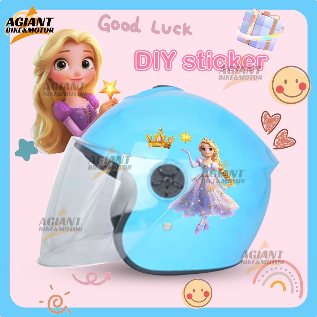 Light Blue Helmet for Kids 3-18 Years old with Black Foam Stickers ...