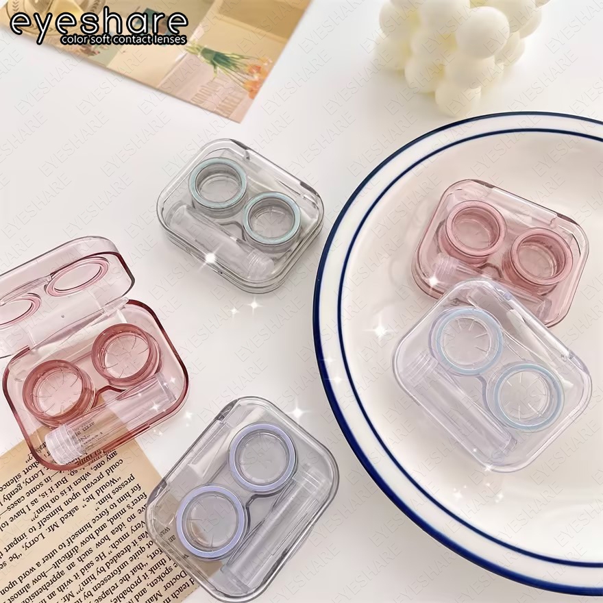 EYESHARE Containers for Contact Lenses Travel Colored Lens Case Partner ...