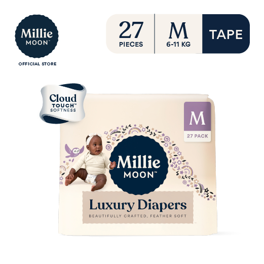 Millie Moon Luxury Tape Diaper Medium 27 pcs | Shopee Philippines