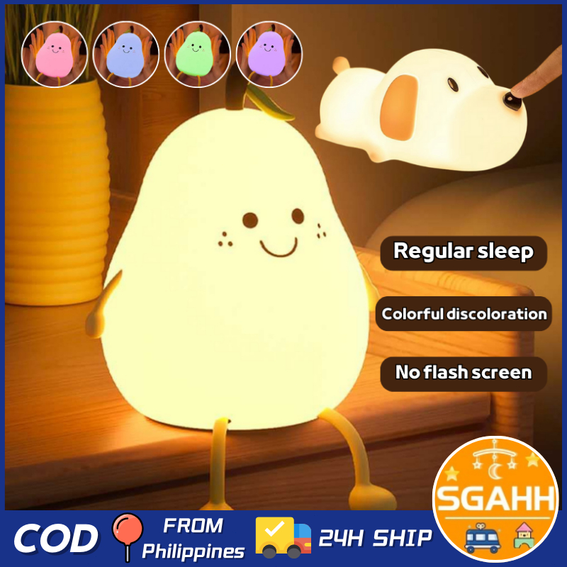 Cute Sleeping Night Light Touch Sensing USB Rechargeable Silicone Pat ...