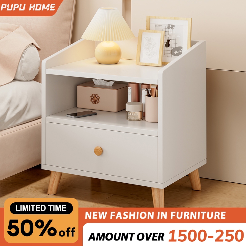 Nordic Modern Wooden Bedside Table Nightstand Side Table Storage ...