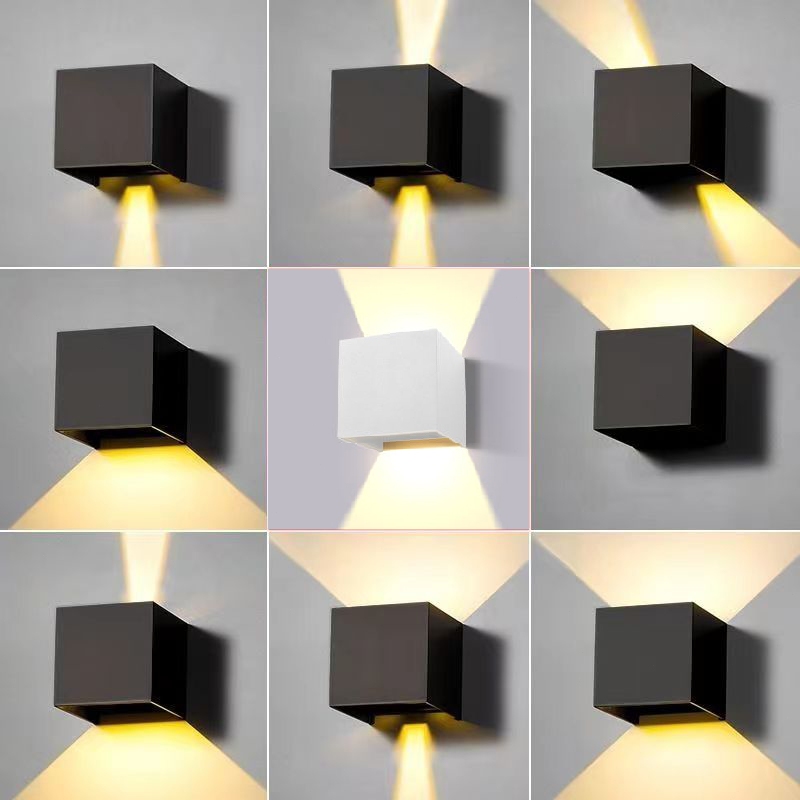 Square LED Wall Light Adjustable Lighting 12W 6W Waterproof Outdoor ...